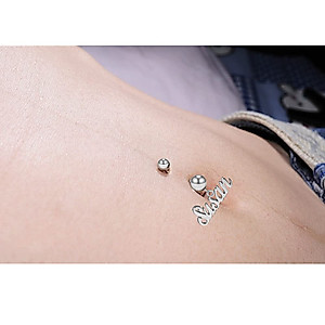 LONAGO 14G Belly Ring Personalized Name Ring for Body Belly Custom Name Plate Initial Belly Button Ring Gift for Women