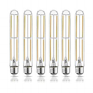 winsaLED Dimmable 7.5 in T10 led Bulb E26 Led Bulb 60 Watt Equivalent,Vintage E26 Edison Bulbs,Tubular Clear Decorative Light Bulb,2700k Led Lightbulbs 60W Daylight,6 Pack