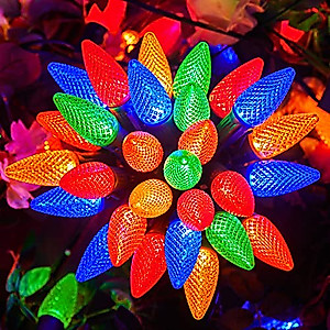 Brightown C9 Christmas String Lights Outdoor Led Fairy Lights Faceted Strawberry Lights Extendable UL Certified for Party Holiday Wedding Christmas Indoor Outdoor Decor (C9 Multicolor 50Ft)