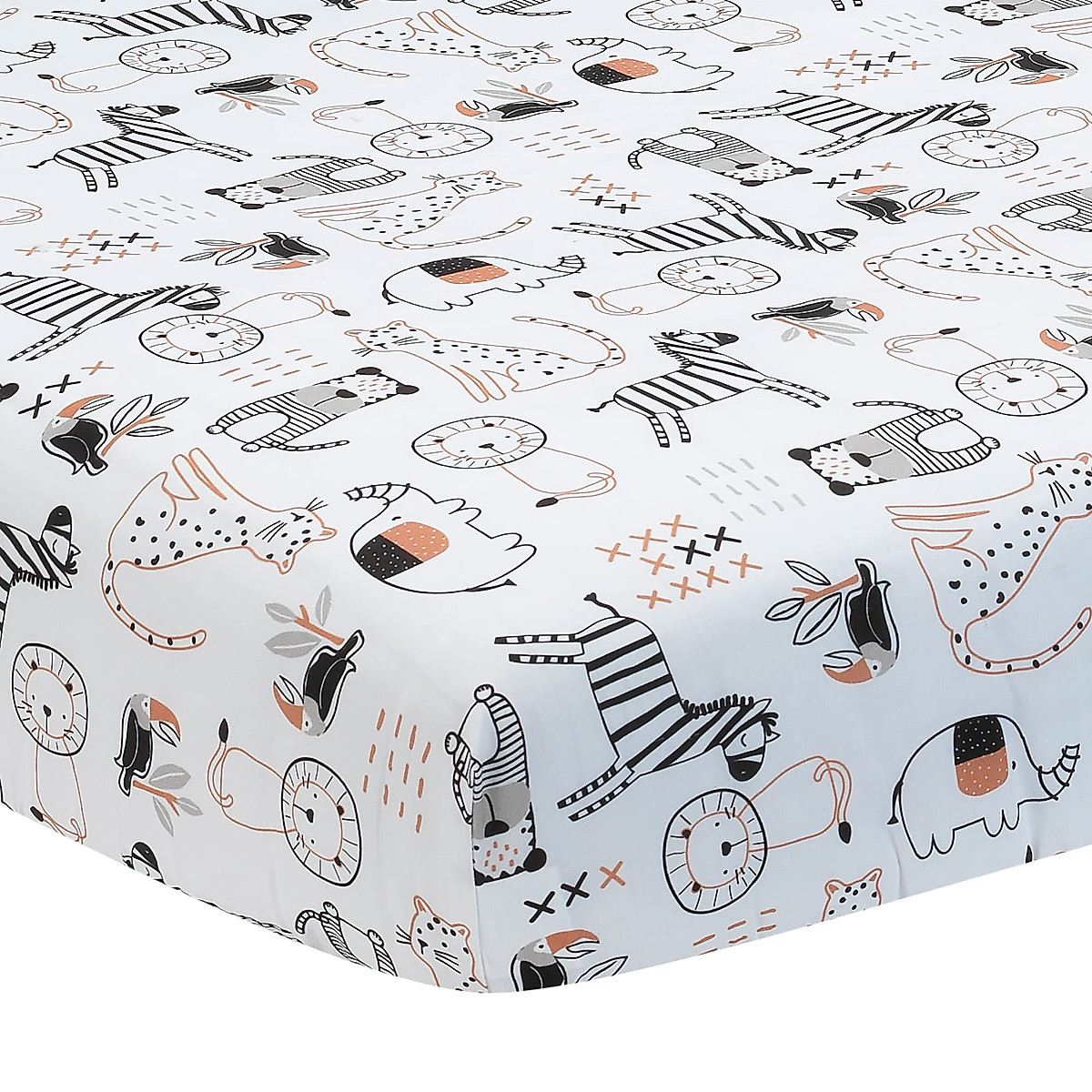 Lambs & Ivy Patchwork Jungle Cotton Fitted Crib Sheet, Multicolor, (718006B)
