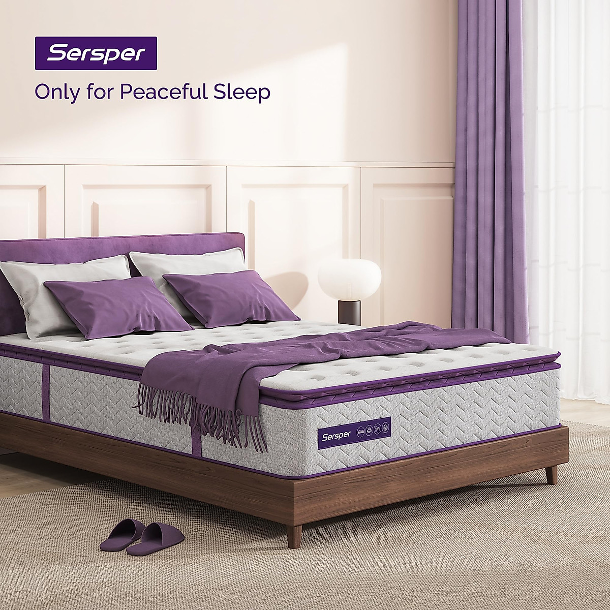 Sersper 8 Inch Memory Foam Hybrid Pillow Top Full Mattress - 5-Zone Pocket Innersprings Motion Isolation - Heavier Coils for Durable Support - Medium Firm - R&D in North America