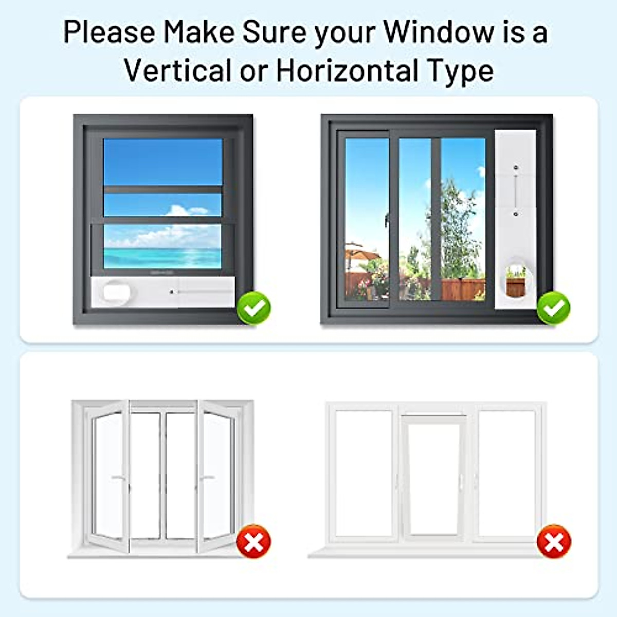 Kesfitt Portable Air Conditioner Window Vent Kit with 5.9'' Exhaust Hose & Coupler,Upgraded Seamless AC Kit,Window Seal Plates Adjustable Length from 17" to 60" for Sliding