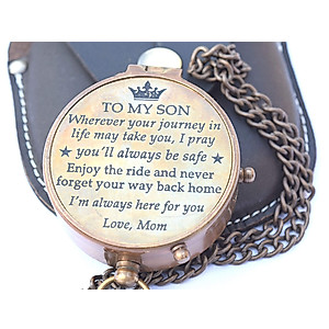 Mom to Son Compass – to My Son Love Mom – Mother to Son Gifts - Graduation Day Gifts for Son - Son Birthday Gifts - Confirmation Gifts for Son