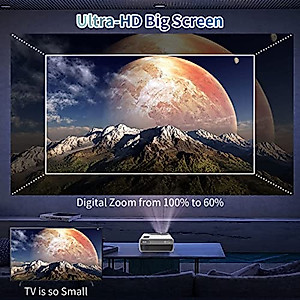 HD Smart Wi-Fi Portable Projector Android 5000+ Apps, 7000Lumen LCD Bluetooth Movie Projectors Home Entertainmen,Compatible with HDMI USB VGA Netflix Prime Video Wireless Cast Smartphone Projector