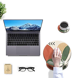 HOPONY Ergonomic Mouse Pad with Wrist Support Gel Mouse Pad with Wrist Rest, Comfortable Computer Mouse Pad for Laptop, Pain Relief Mousepad with Non-Slip Rubber Base, 9 x 10 in,Modern Abstract