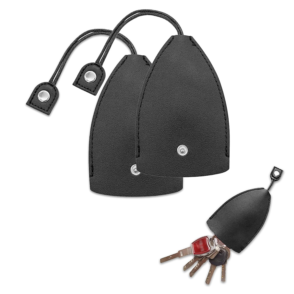 Hawyet 2 Pack Car Key Protection Case, PU Leather Pull-Out Remote Control Storage Bag, Universal for Most Car Models (Black)