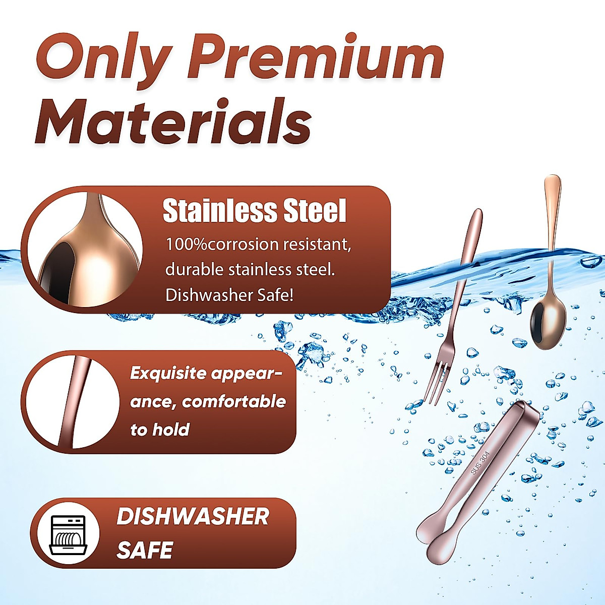 Cunhill 24 Pcs Charcuterie Accessories Mini Cocktail Tongs Small Serving Spoons and Appetizer Forks Stainless Steel Tongs Charcuterie Utensils for Valentine's Day Party(Rose Gold, Vivid Sharp Spoon)