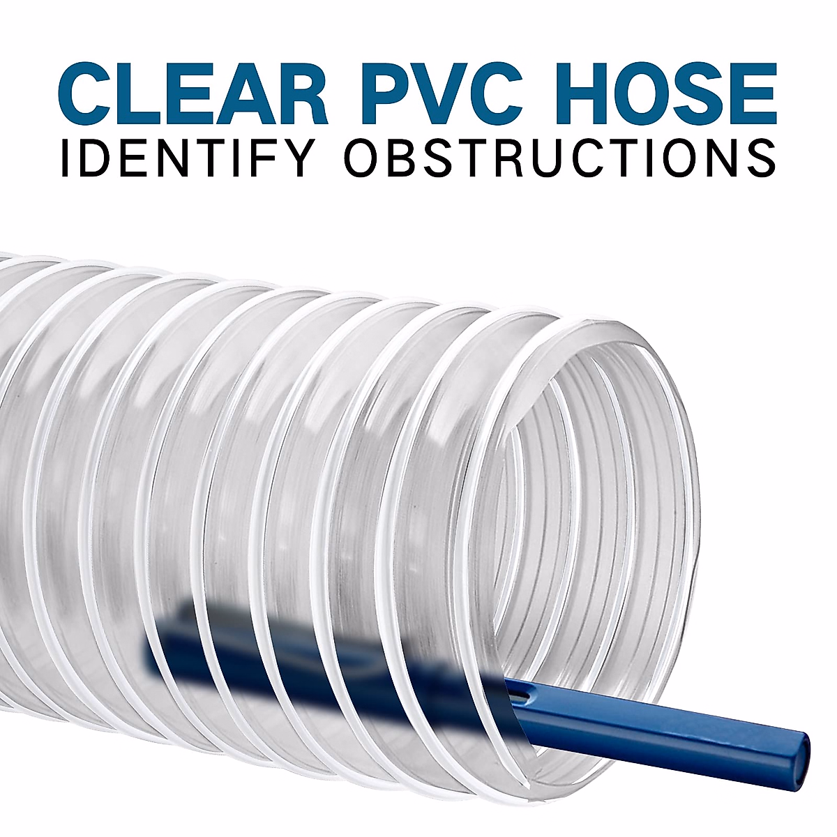 PVC Dust Collection Hose 2 1/2" x 20', Flexible Heavy PVC Fume Collection Hose with Carbon Steel Wire Coil, Puncture Resistant Clear PVC Dust Collection Hose for dust collection systems