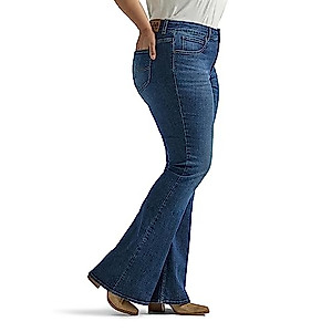 Lee Women's Size Legendary Mid Rise Flare Jean, Inner Strength, 18 Plus Petite