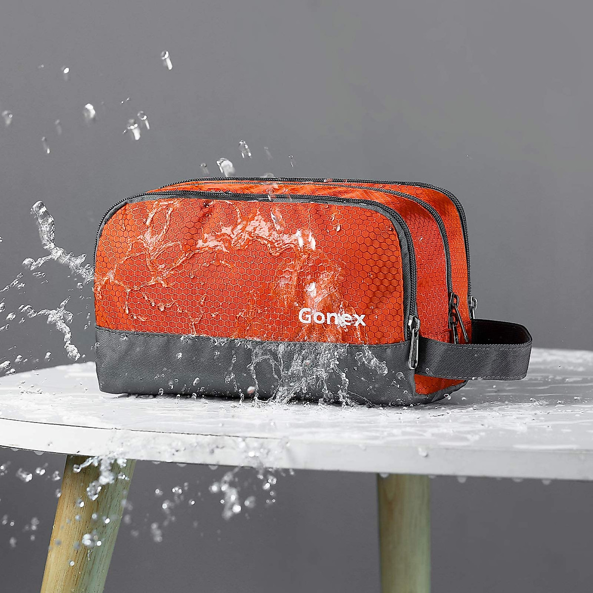 Travel Toiletry Bag Nylon, Gonex Dopp Kit Shaving Bag Toiletry Organizer Orange