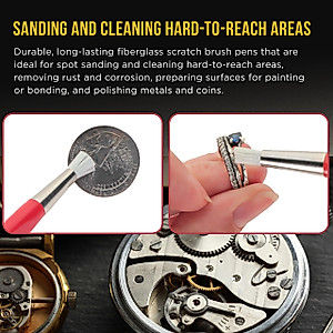 Dura-Gold Fiberglass Spot Scratch Brush Pen Tool, Pack of 3 - Clean, Sand, Scuff Surfaces, Remove Rust & Corrosion, Prep Sanding Auto Paint Scratches for Painting - Polish Metals, Cleaning Electronics