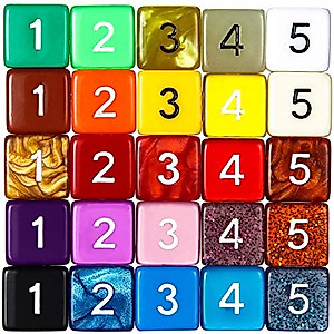 TecUnite 25 Pieces Polyhedral Dice Set 6 Sided Game Dice Set with Black Pouch for Table Games (Colorful)