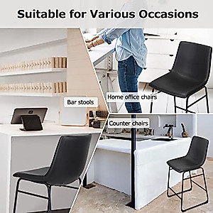 ErgoDesign Bar Stools Set of 2, 26 Inches Bar Stool with Back, Carbon Fiber Bar Chair with Metal Legs (Black)