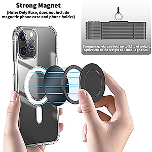 TACOMEGE Phone Grip Magnetic Base for iPhone 12 13 14 Series, Compatible with MagSafe Cases, Removable Socket Grip Base for PopSocket Collapsible Stand (BK)