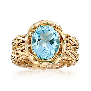 Ross-Simons 4.20 Carat Sky Blue Topaz Woven Ring in 14kt Yellow Gold. Size 9