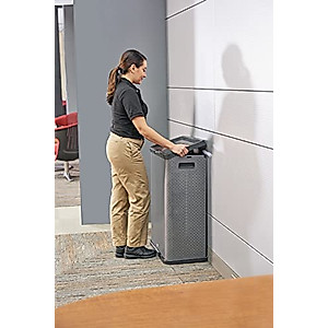 Rubbermaid Commercial Products Elevate Container, 3-Sided Decorative Metal Trash Can or Cover for Mixed Recycling, 23 Gallon, Dark Gray