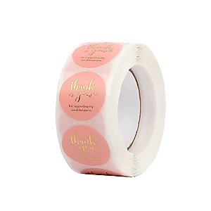 500pc Round Paper Stickers - Thank You for Supporting My Small Business Stickers with Gold Foil, 1.5 Inch Per and Pink Color, Great for Baking Stores, Craft Shops and Others (1.5 inch)