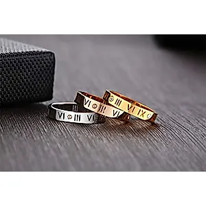 VNOX Roman Numeral Love Ring Wedding Band Engagement Promise Rings Set Valentine's Day Gift for Women Sister Wife