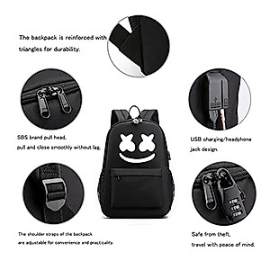 SEWKILNM Smile Luminous Laptop Backpack with USB Charger Port, DJ Music Backpack School Backpack, Birthday Gifts for Teens and Adult