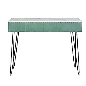 Adeco Elegant Vanity Makeup with Drawers, Storage Shelves, Makeup Organizer, 2 Drawers Makeup Vanity Desk Dressing Table (Green)