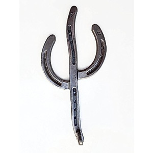 Rustic Horseshoe Cactus Hanger Hooks - The Heritage Forge Polished Metal