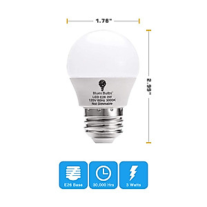 8 Pack BlueX 3W LED Light Bulb G14 3000K Warm White - 25W Equivalent - E26 Base 120V - Small Night Light Bulbs for Bedroom, Ceiling Fan, Table Lamp, Kitchen, Pendant Fixtures, Dinning Room