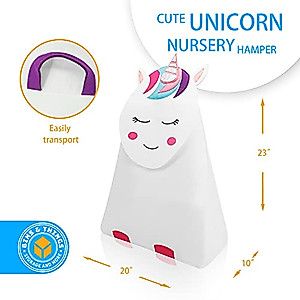 Bins & Things Unicorn Kids Nursery Laundry Hamper | Toy Organizer Basket | Baby Hamper | Baby Laundry Basket with Handles for Clothes, Toys - Storage Bin for Baby Boy or Girl