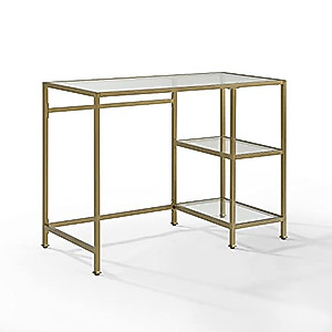 Crosley Furniture Aimee Glass Desk, Gold
