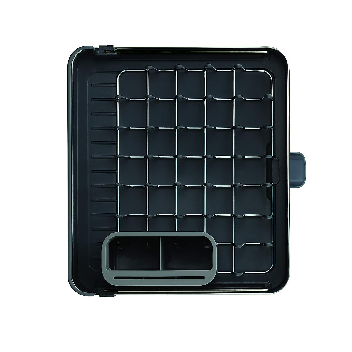 Joseph Joseph Stainless-Steel Extendable Dual Part Dish Rack Non-Scratch and Movable Cutlery Drainer and Drainage Spout, Gray & DrawerStore Compact Cutlery Organizer Kitchen Drawer Tray, Large, Gray