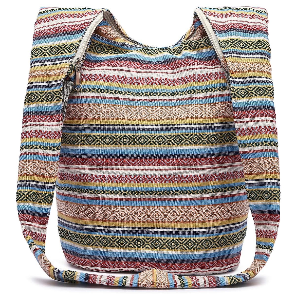 Women Shoulder Handbags Fashion canvas Hippie Crossbody Bags Bohemian Animal Prints Hobo Bags (Off-white)