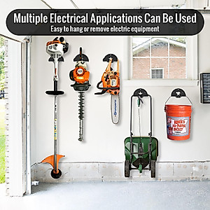 Sulythw Trimmer Rack Weedeater Hanger Wall Mount Heavy Duty Garage Garden Power Tool Hanger Organizer Storage for Grass Trimmer, Hedge Trimmer (2 Pack, Black)