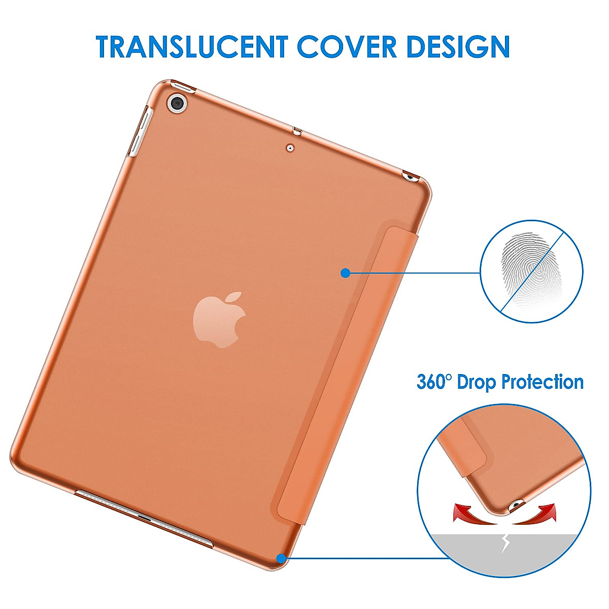 JETech Case for iPad (9.7-Inch, 2018/2017 Model, 6th/5th Generation), Smart Cover Auto Wake/Sleep, Papaya