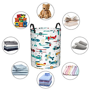 Wansin Laundry Hamper Foldable Laundry Basket Waterproof Storage Basket Airplane Toy Storage Organizer Large Clothes Hamper for Home 19.7x15.7 Inch