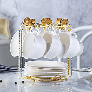 Coffee Cup Holder, Metal Iron Coffee Mug Holder with Hooks, Portable Modern Countertop Coffee Cup Tree Stand for Counter Home Office Decor