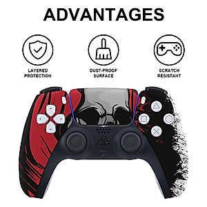 Grim Reaper in Red Robe Portrait Full Protective Skin Cover Design Wrap Decal Sticker Compatible with PS5 Disk Version Console and Controller