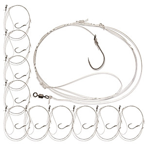 10 Pack UMT Custom Fishing Leaders with 1 Hook for Snapper, Mutton Snapper, Sheepshead, Pompano, Size 3/0 Offset Bait Hook Black, 60lb Heavy Duty Mono, Dropper Loop, Hand Tied One Hook Wonder