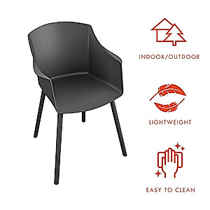 CosmoLiving by Cosmopolitan , Camelo Collection, Indoor/Outdoor Resin, 2-Pack, Black Dining Chairs, Contoured Back