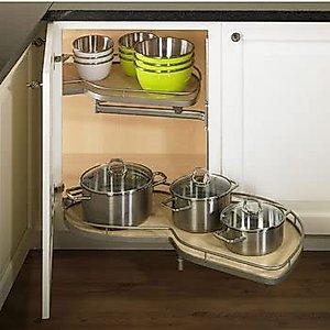 Lemans II Set 2-Shelf Lazy Susan with Soft-Close for Blind Base Corner Cabinets, Champagne and Maple