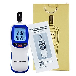 Gain Express Digital Humidity & Temperature Meter Hygrometer Psychrometer, Dew Point and Wet-Bulb Temperature Range -4~158°F, Humidity Range 0~100% RH, Min/Max Hold, LCD Backlight