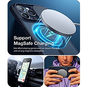 Tongate Magnetic Case for iPhone 14 Pro Max Case with Sliding Camera Cover, [Compatible with Magsafe] [10FT Military Drop Protection], Slim Fit Shockproof Matte Case with Screen Protector 6.7", Black