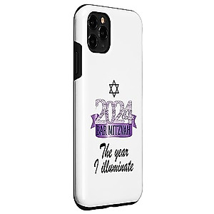 iPhone 11 Pro Max 2024 Bar Mitzvah Quote Festive White Purple Decor Case