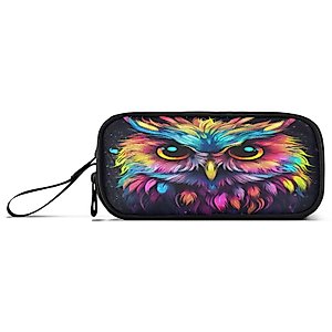 J JOYSAY Colorful Owl Rainbow Pencil Case Pouch Big Capacity Pencil Bags with Zipper Portable Pencil Box Large Art Bags for School Office College