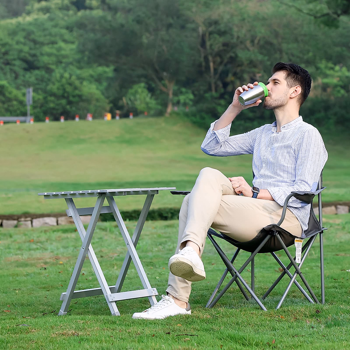 SUNNYFEEL Folding Camping Table - Lightweight Aluminum Portable Picnic Table, 18.5x18.5x24.5 Inch for Cooking, Beach, Hiking, Travel, Fishing, BBQ, Indoor Outdoor Small Foldable Camp Tables