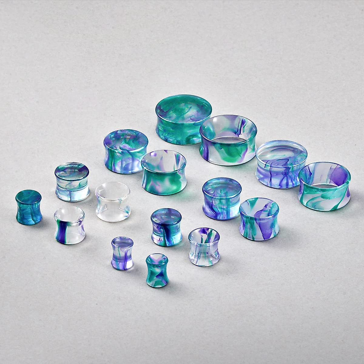 COOEAR 2 Pairs Matched Set Gauges for Ears Flesh Tunnels Kits Plugs Earrings Blue Acrylic Ear Expander Stretchers Piercing.