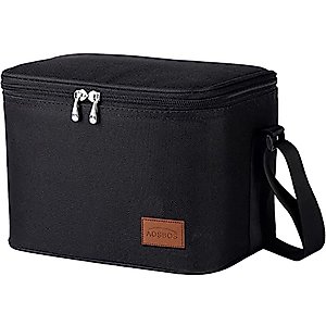 Aosbos Insulated Lunch Box for Men Women Leakproof Cooler Bag Reusable Lunch Tote Bag Adult Lunch Pail Thermal Lunch Boxes Bento Lunch Box Bag 7.5L Black