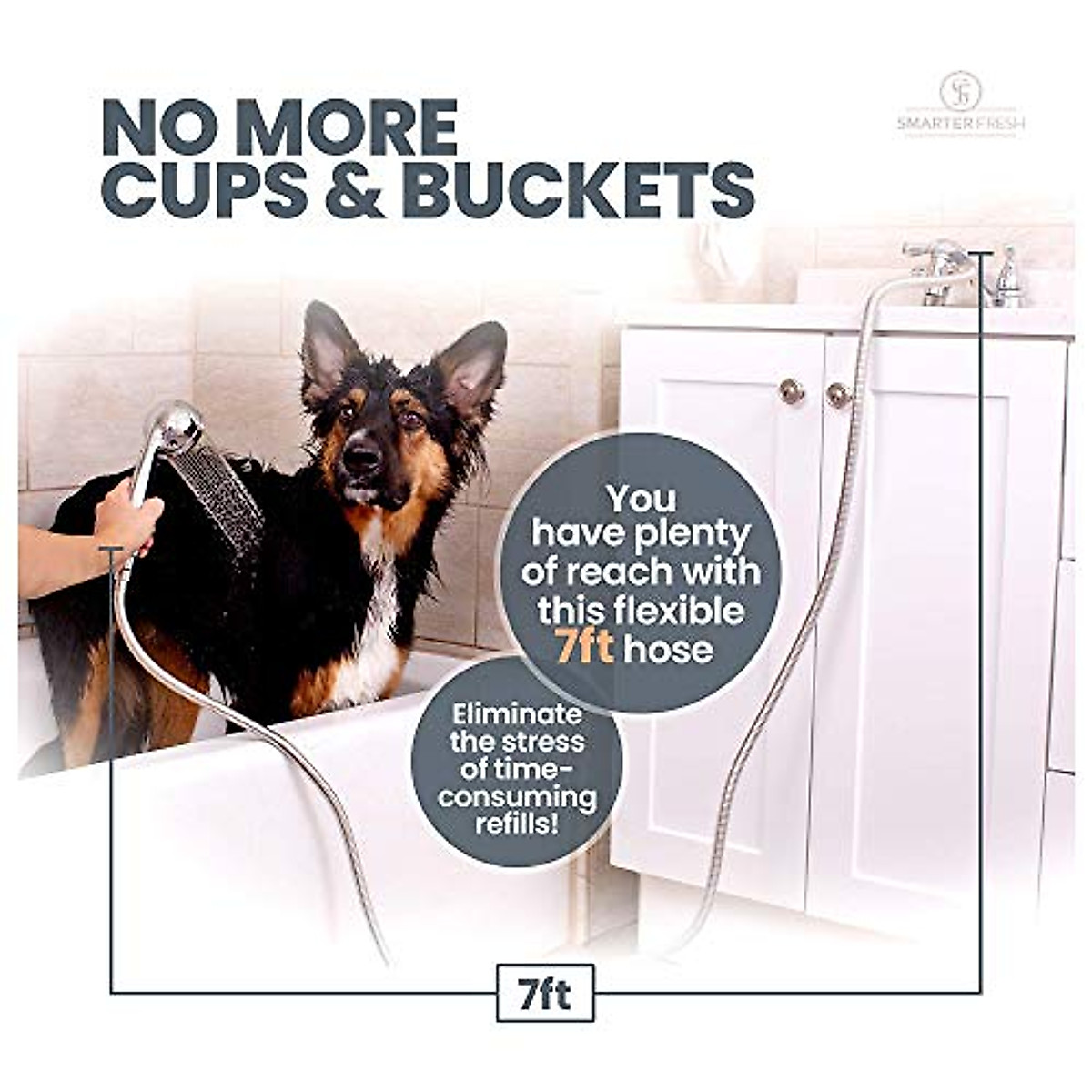 SmarterFresh Pet Faucet Sprayer Set, Pet Bath Spray Dog Shower for Home Dog Washing Station - Hand Shower Spray Faucet Attachment with Hose - Easy 10-Minute Install