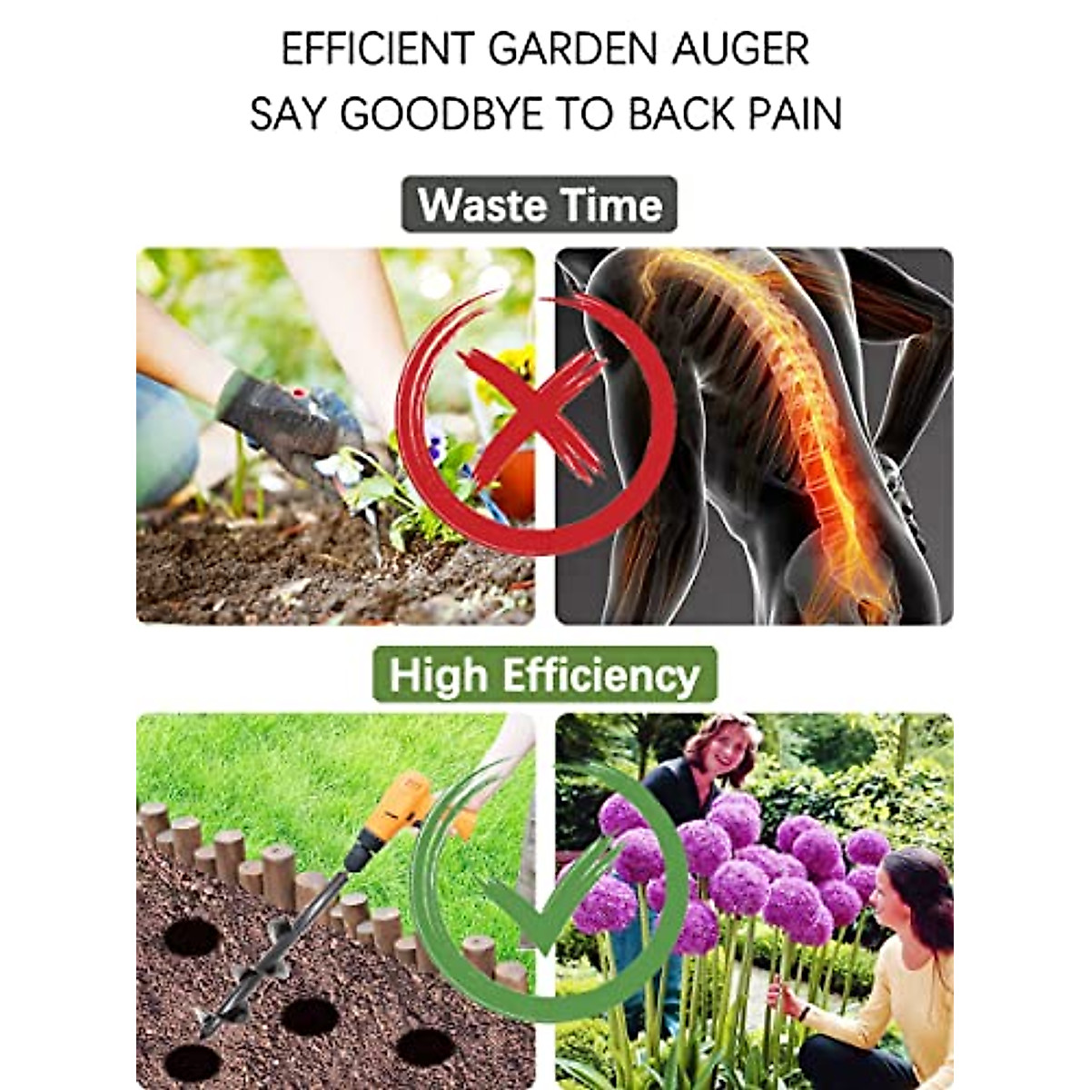 SYITCUN Auger Drill Bit for Planting - 4"X12" Heavy-Duty Garden Auger Spiral Drill Bit - Bulb Planter Tool & Auger Post Hole Digger - 3/8" Hex Drive Drill