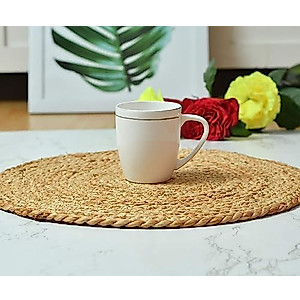 RSGM Braided Jute Placemats 35 Cm Round - Dining Table, Bed Side/Centre Table