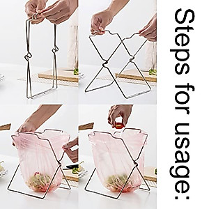 Jonvin 2 PCS Desktop Trash Bag Holder,Metal Mini Countertop Trash Can, Foldable Stainless Steel Garbage Bag Shelf,Dishcloth Towel Rack