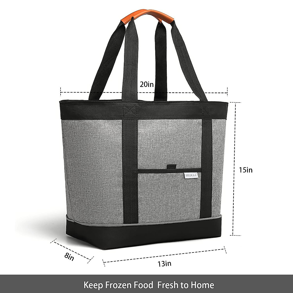 Large Insulated Cooler Bag Gray with Thermal Foam Insulation Reusable Grocery Bag Transport Cold Or Hot Food Apply to Delivery Bag, Travel Picnic Cooler